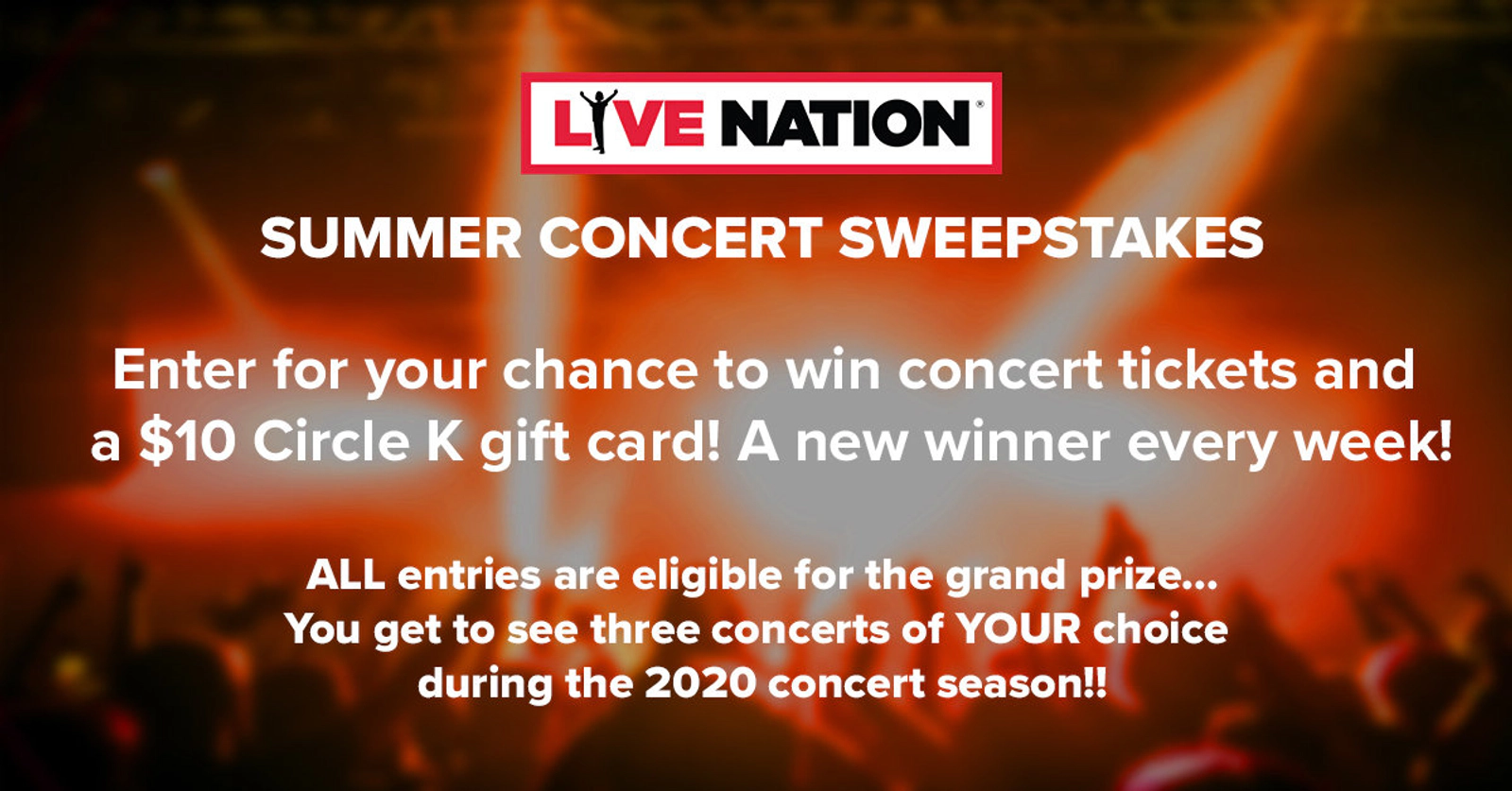I just entered to win concert tickets and a Circle K gift card!